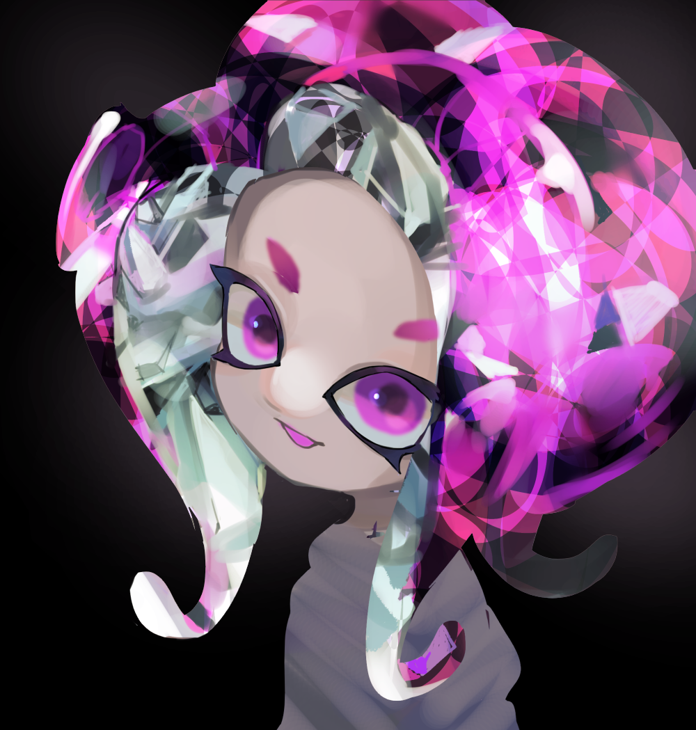 Safebooru - 1girl :d black background koike3582 long hair looking at ...