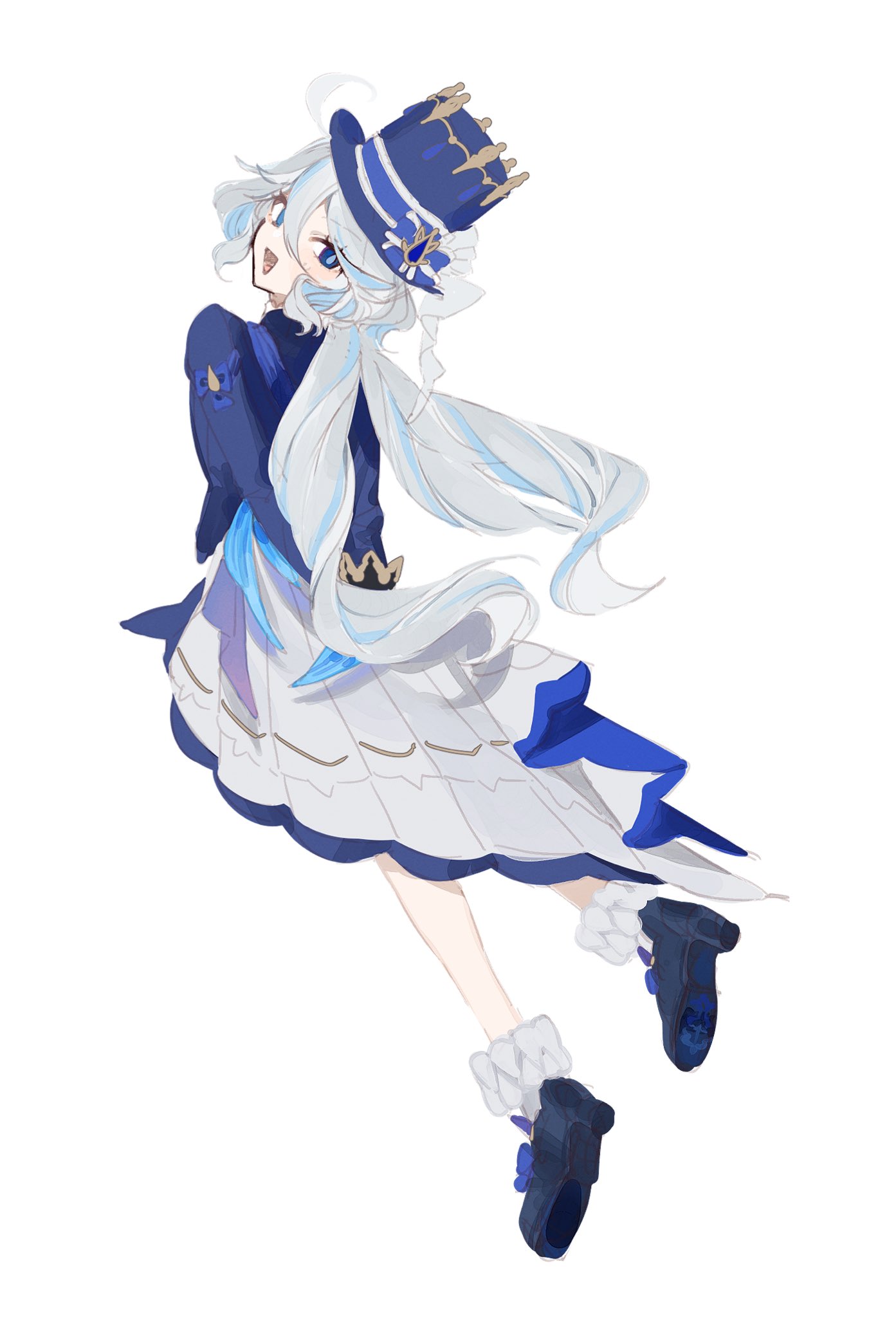 Safebooru - 1girl ahoge blue eyes blue hat full body furina (genshin impact) genshin impact hat ...