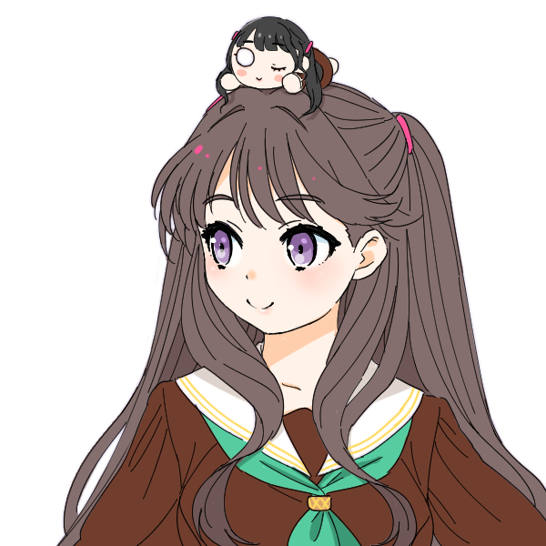 Safebooru - 1girl ;) aqua neckerchief black hair breasts brown dress brown hair character doll ...