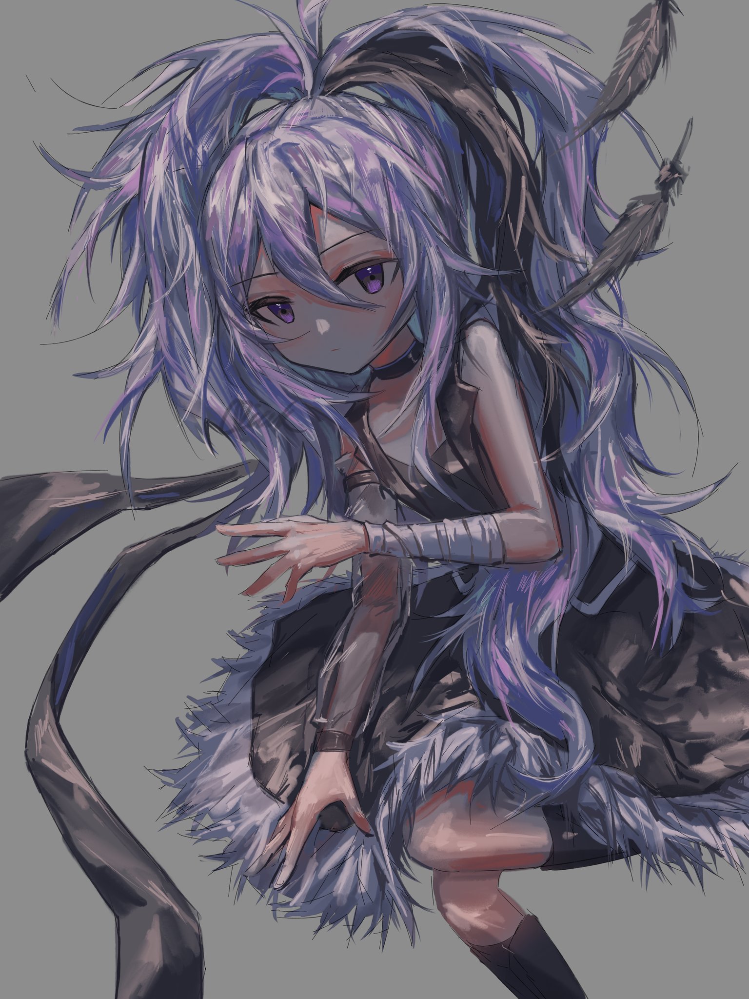 Safebooru - 1girl bandaged arm bandages black choker black skirt black vest choker closed mouth ...