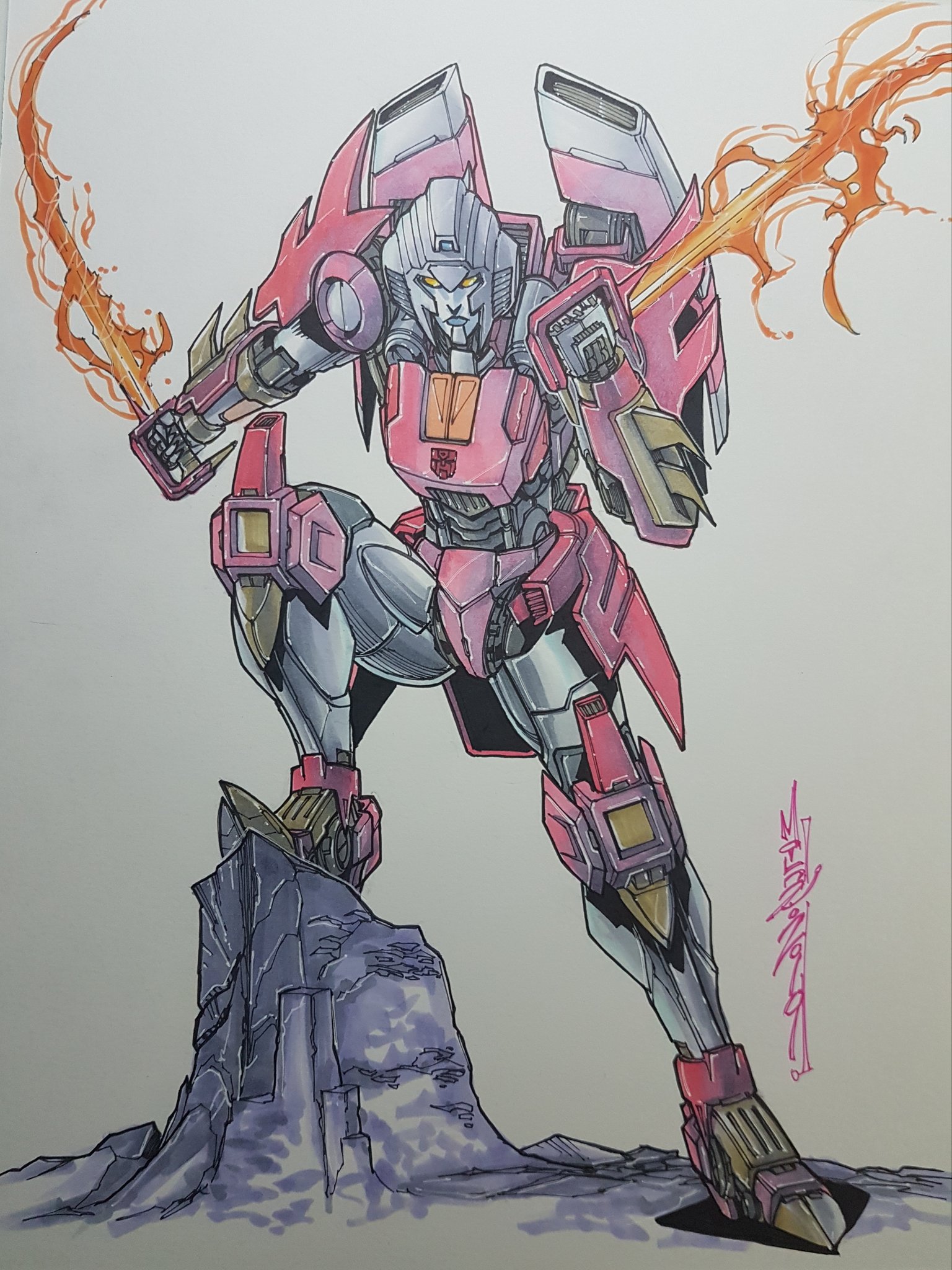 Safebooru - alex milne arcee autobot blue lips breasts dual wielding ...