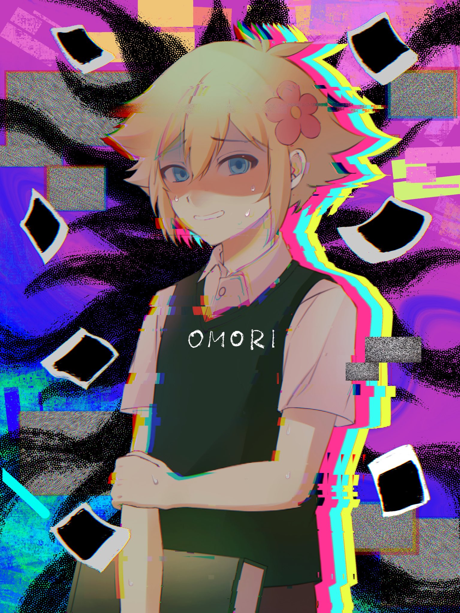 Safebooru - 1boy basil (faraway) (omori) basil (omori) blonde hair blue ...