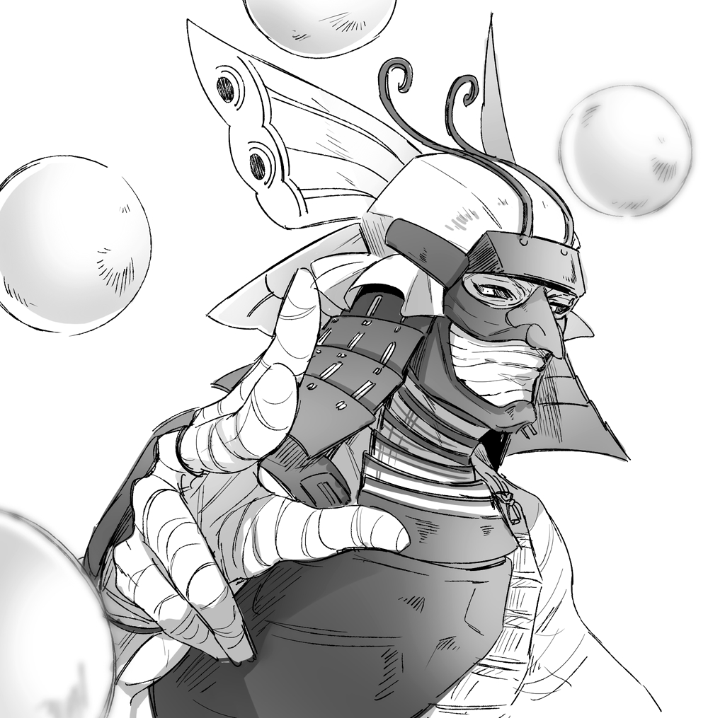 Safebooru - 1boy armor bandaged arm bandaged hand bandaged head bandages black sclera colored ...