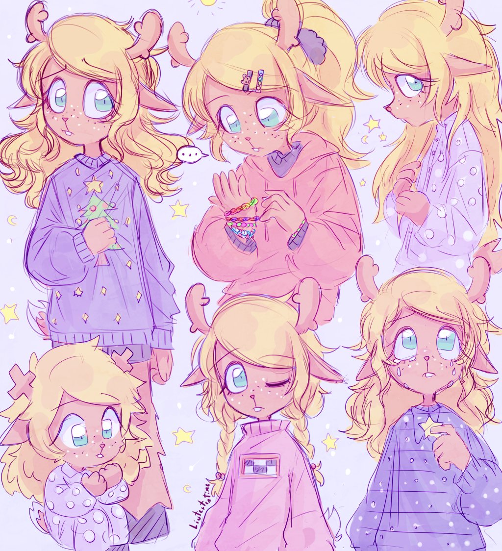 Safebooru - 1girl animal ears antlers blonde hair braid buck teeth colored skin deer ears deer ...