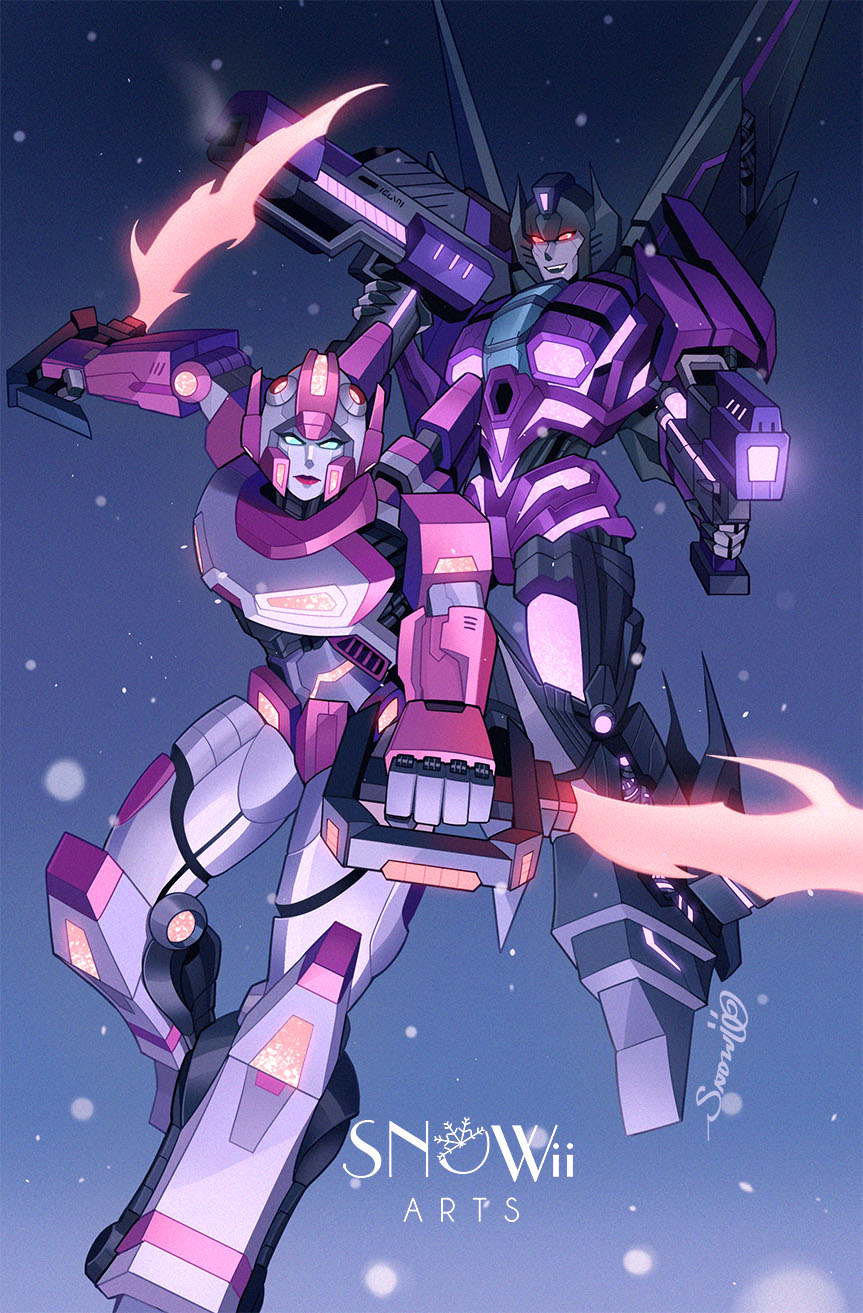 Safebooru - 2girls arcee blue eyes breasts flaming sword flaming weapon glowing glowing eyes ...