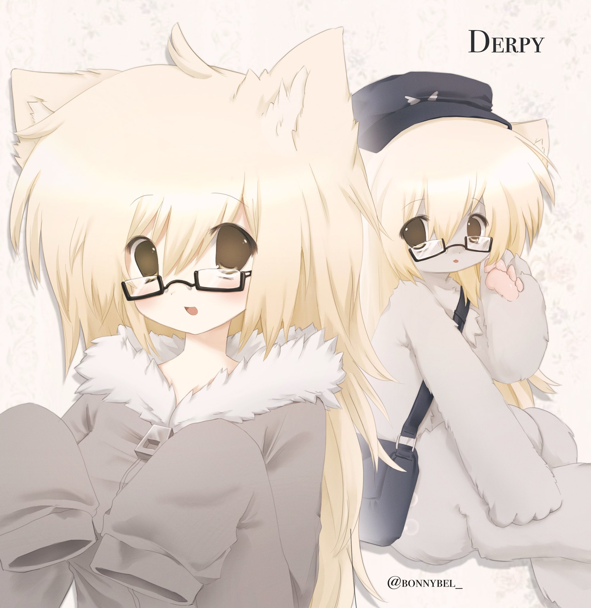 Safebooru - 2000s (style) 2girls ahoge animal ears animal hands bag blonde hair blush body fur ...