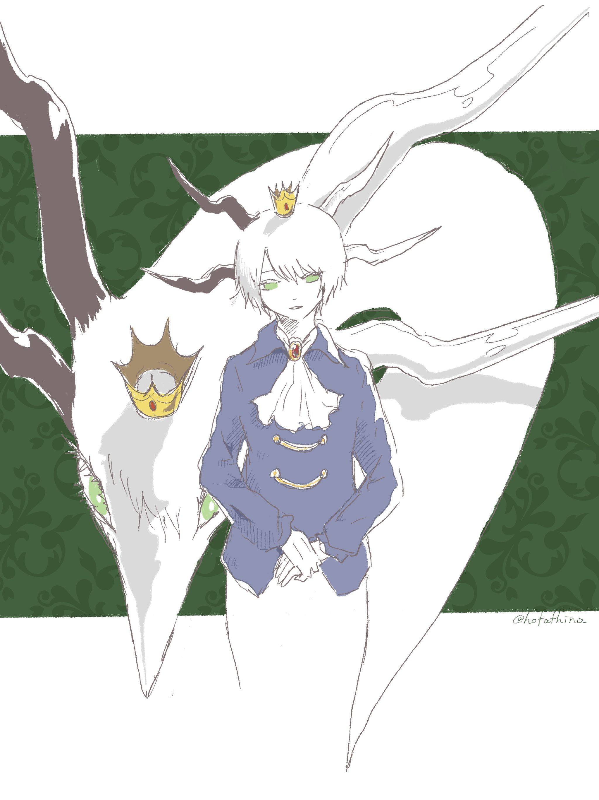 Safebooru - 1boy absurdres ascot blue coat coat commentary request cowboy shot crown dragon ...