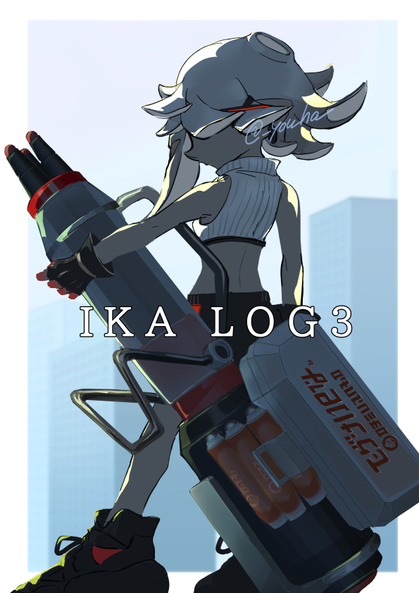 Safebooru - 1girl back black footwear black gloves border cropped shirt ...