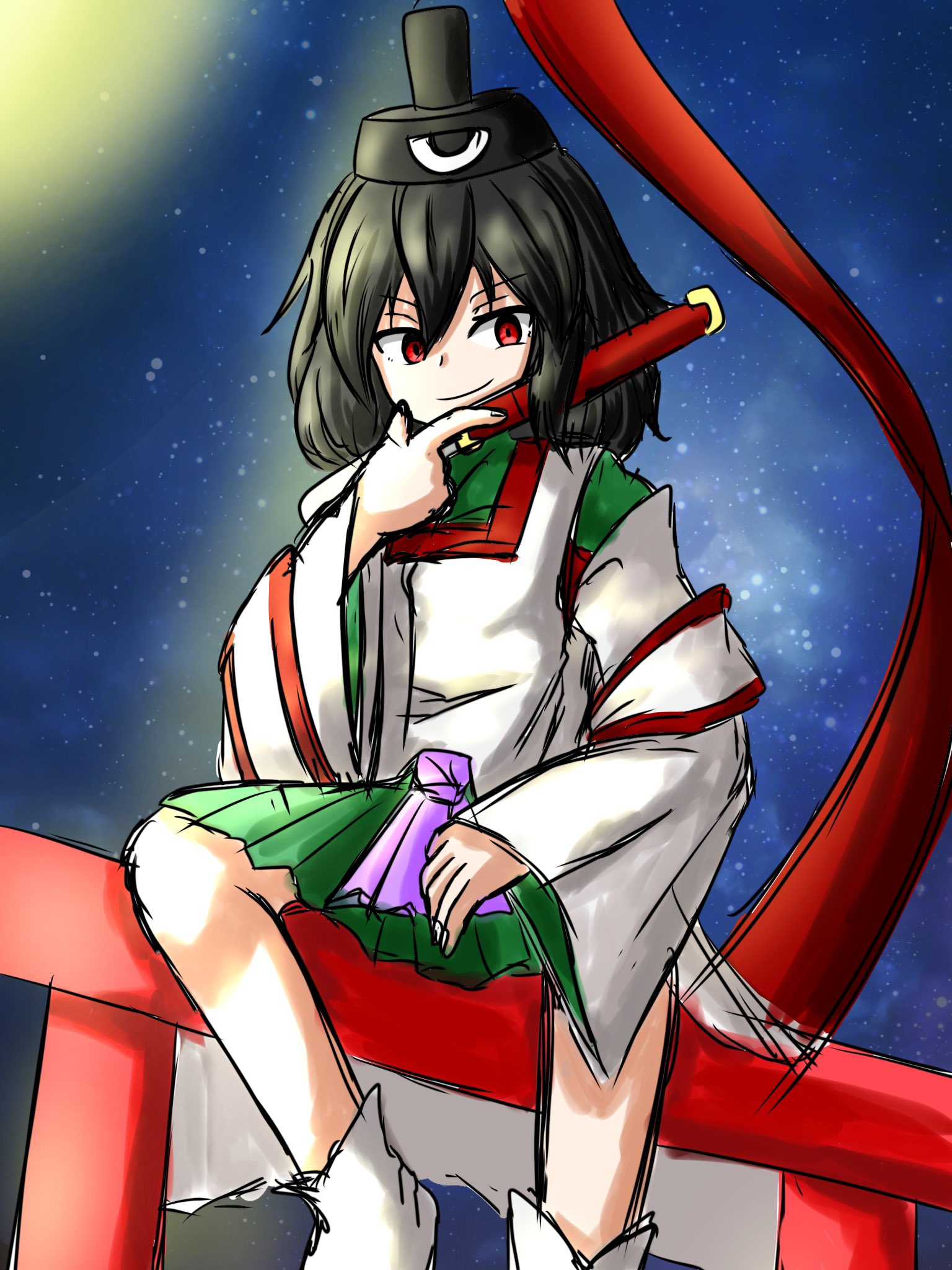 Safebooru - 1other androgynous arde (len'en) bare legs black hair black ...