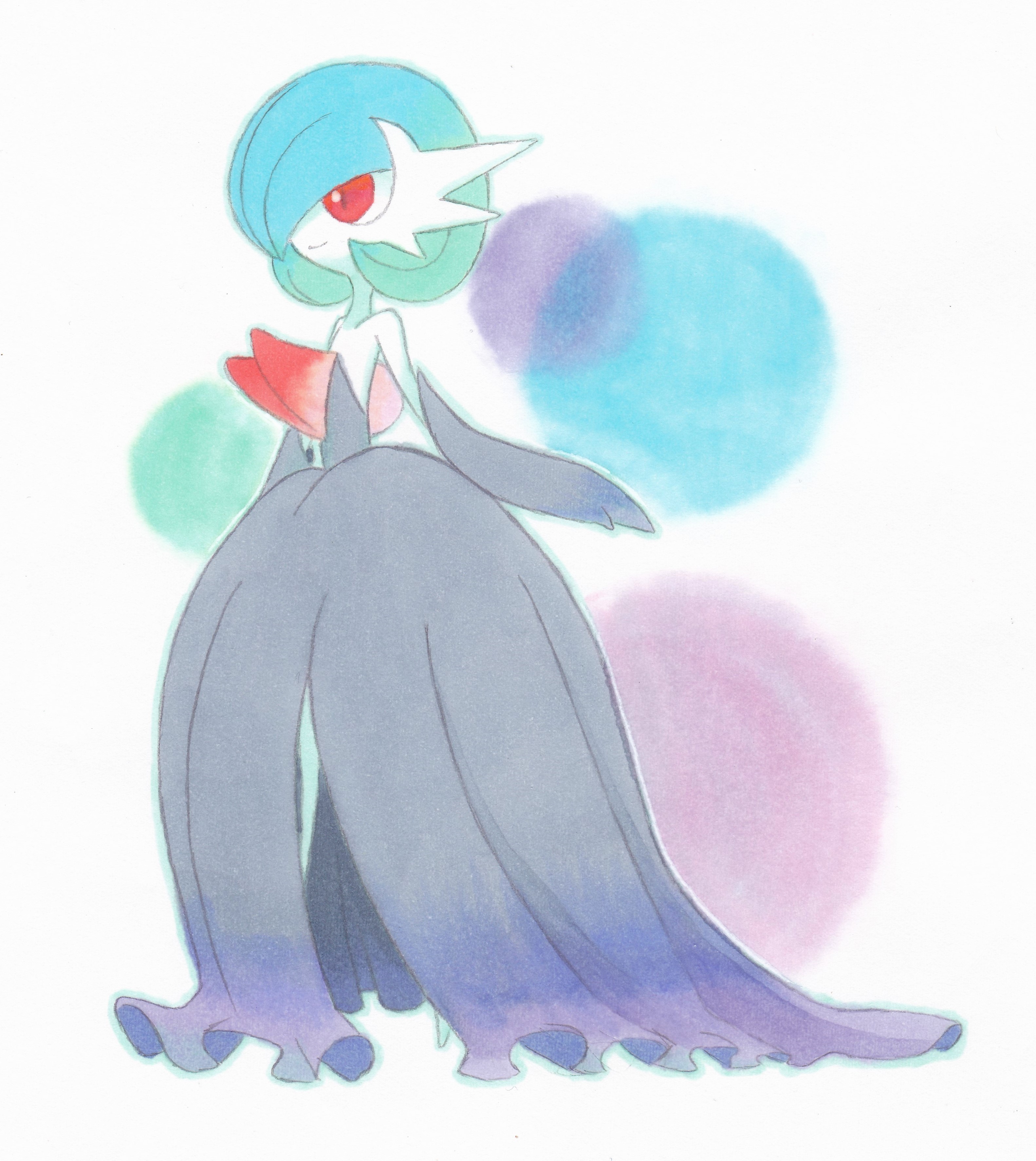 Safebooru - absurdres alternate color black dress black gloves blue ...