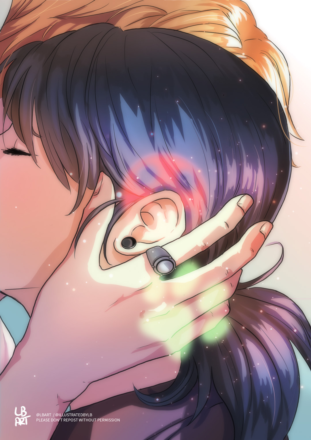 Safebooru - 1boy 1girl 97pieces adrien agreste black hair blonde hair closed eyes commentary ...