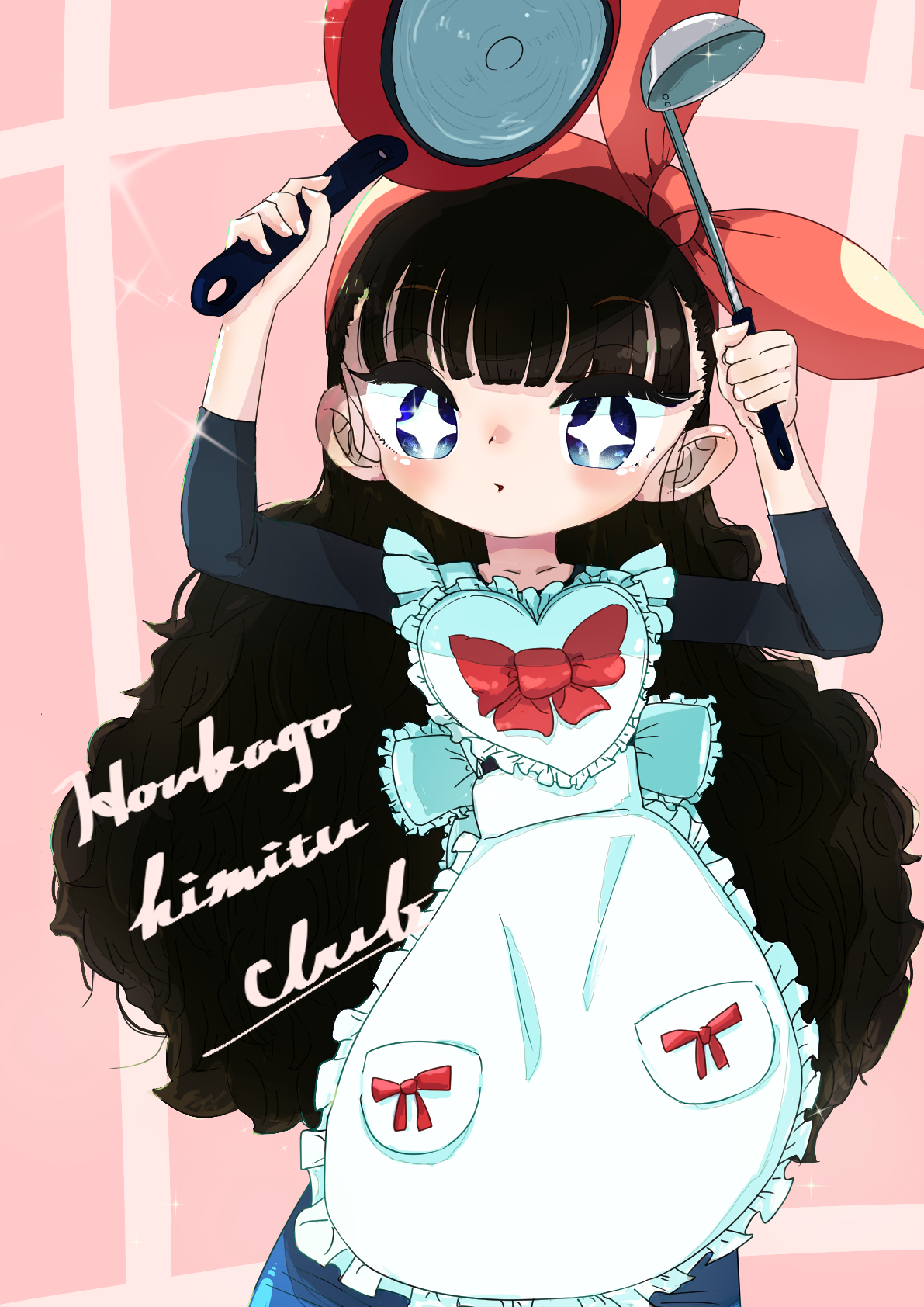 Safebooru - + + 1girl alternate hair color apron arigasaki chitose black hair blue eyes blunt ...