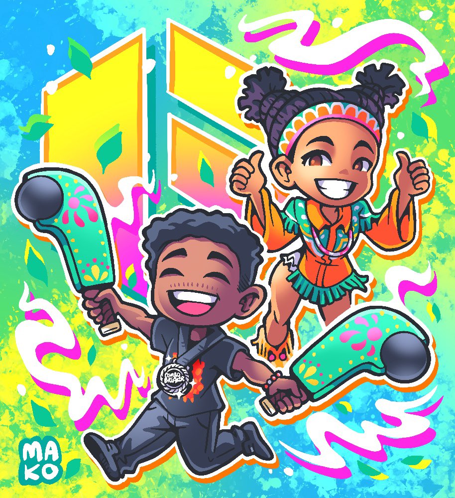 Safebooru - 1boy 1girl :d chibi club (weapon) congratulations dark ...