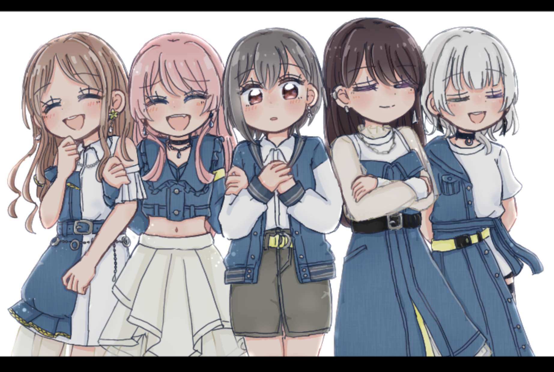 Safebooru - 5girls bang dream! bang dream! it's mygo!!!!! black choker blue dress blue jacket ...