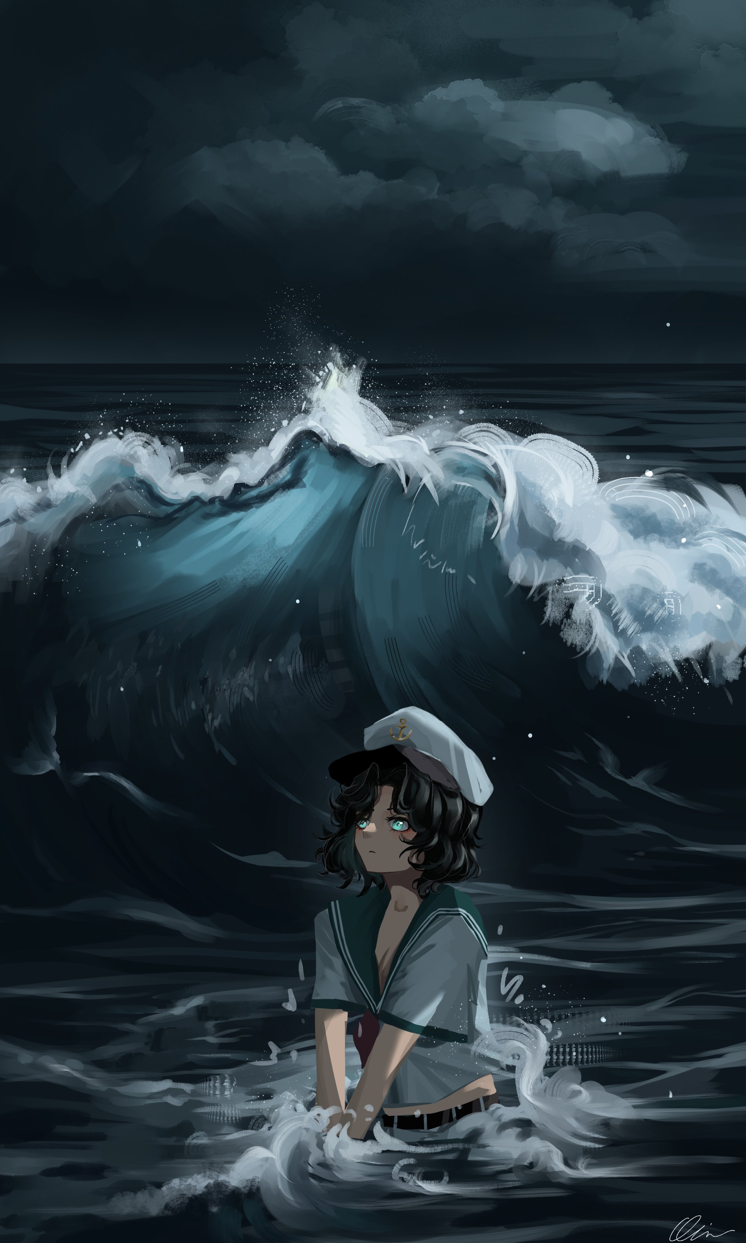 Safebooru 1girl Absurdres Anchor Symbol Belt Clouds Cloudy Sky 2623