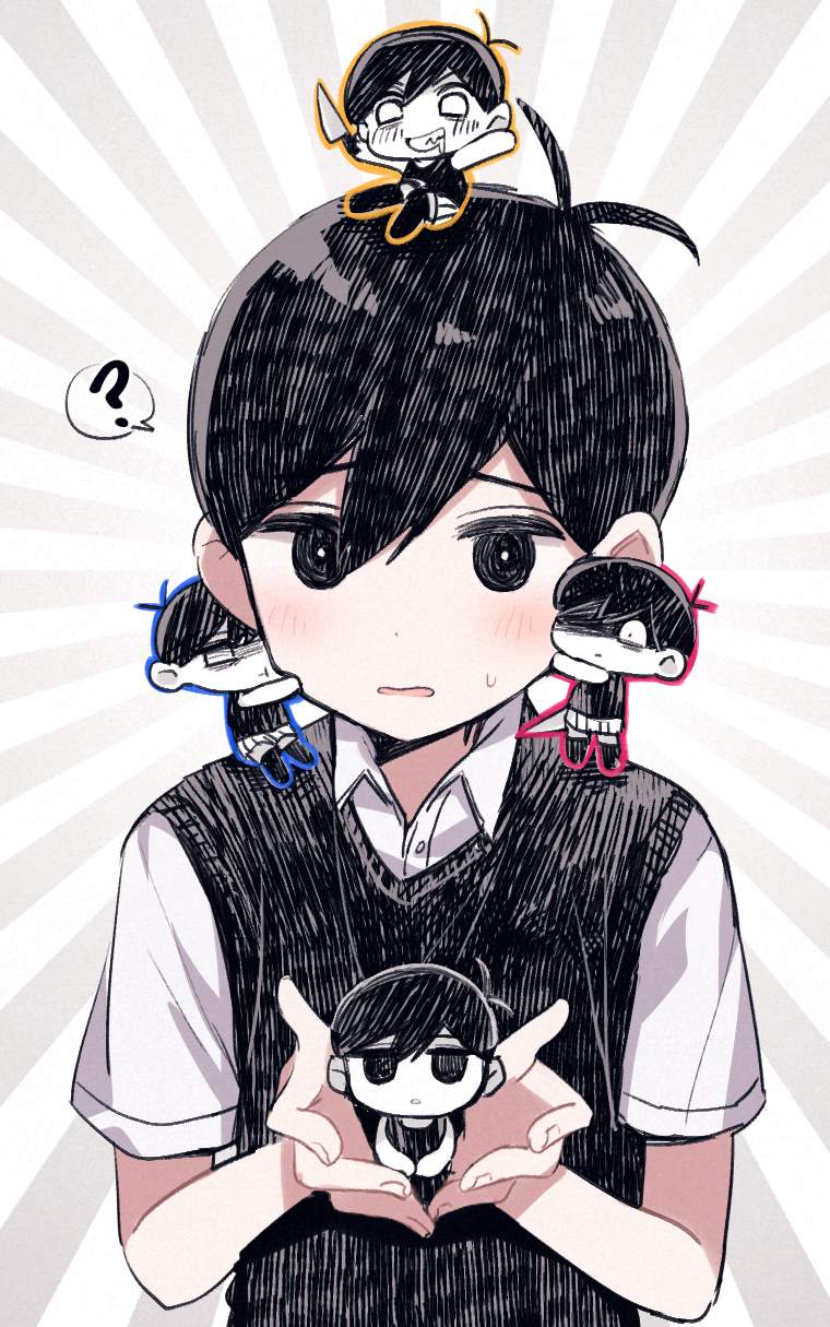 Safebooru - 2boys black eyes black hair black tank top chibi closed ...