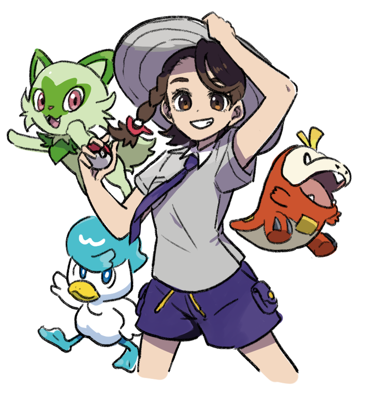 Safebooru - 1girl arm up braid brown eyes brown hair collared shirt ...