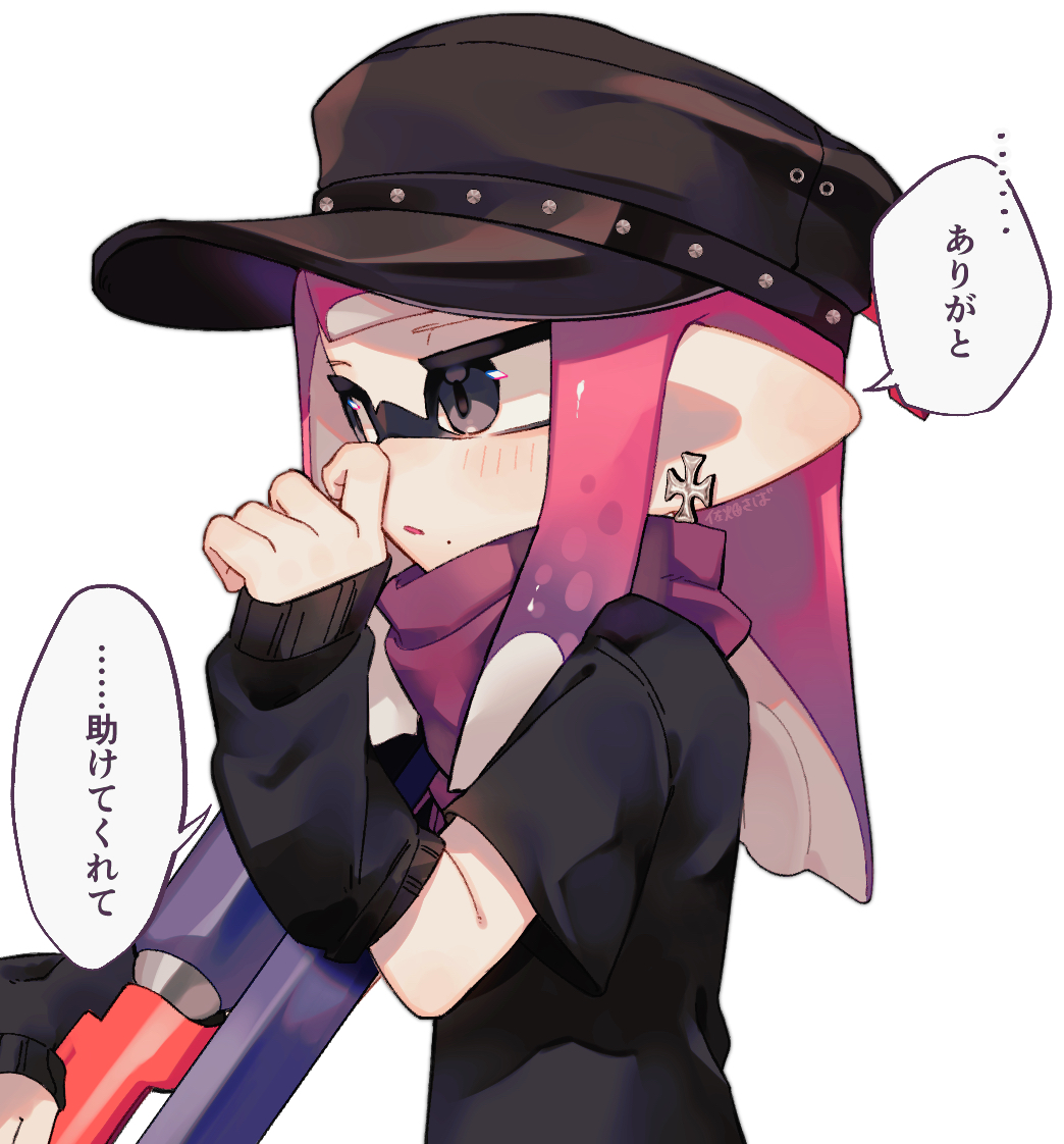 Safebooru - 1girl black hat cross from side grey eyes gun hat holding ...