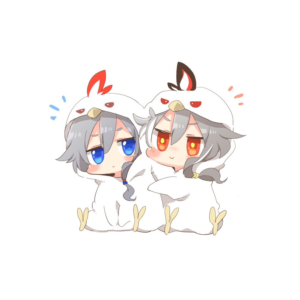 Safebooru - 2girls blue eyes chibi closed mouth cosplay fu hua fu hua ...