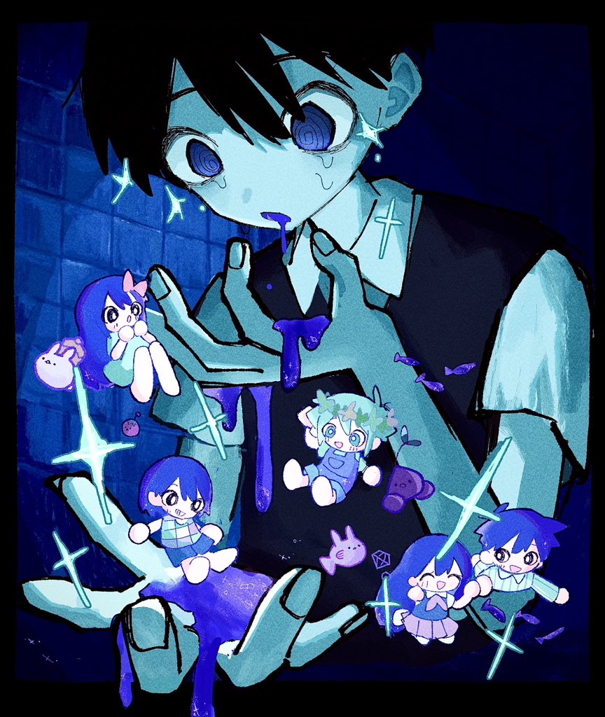 Safebooru - 2girls 4boys @ @ aubrey (headspace) (omori) aubrey (omori ...