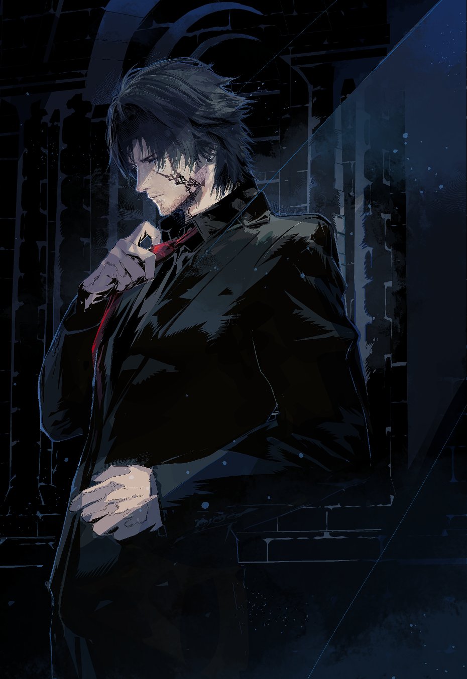 Safebooru - 1boy alternate costume black hair black jacket black pants black shirt black suit ...