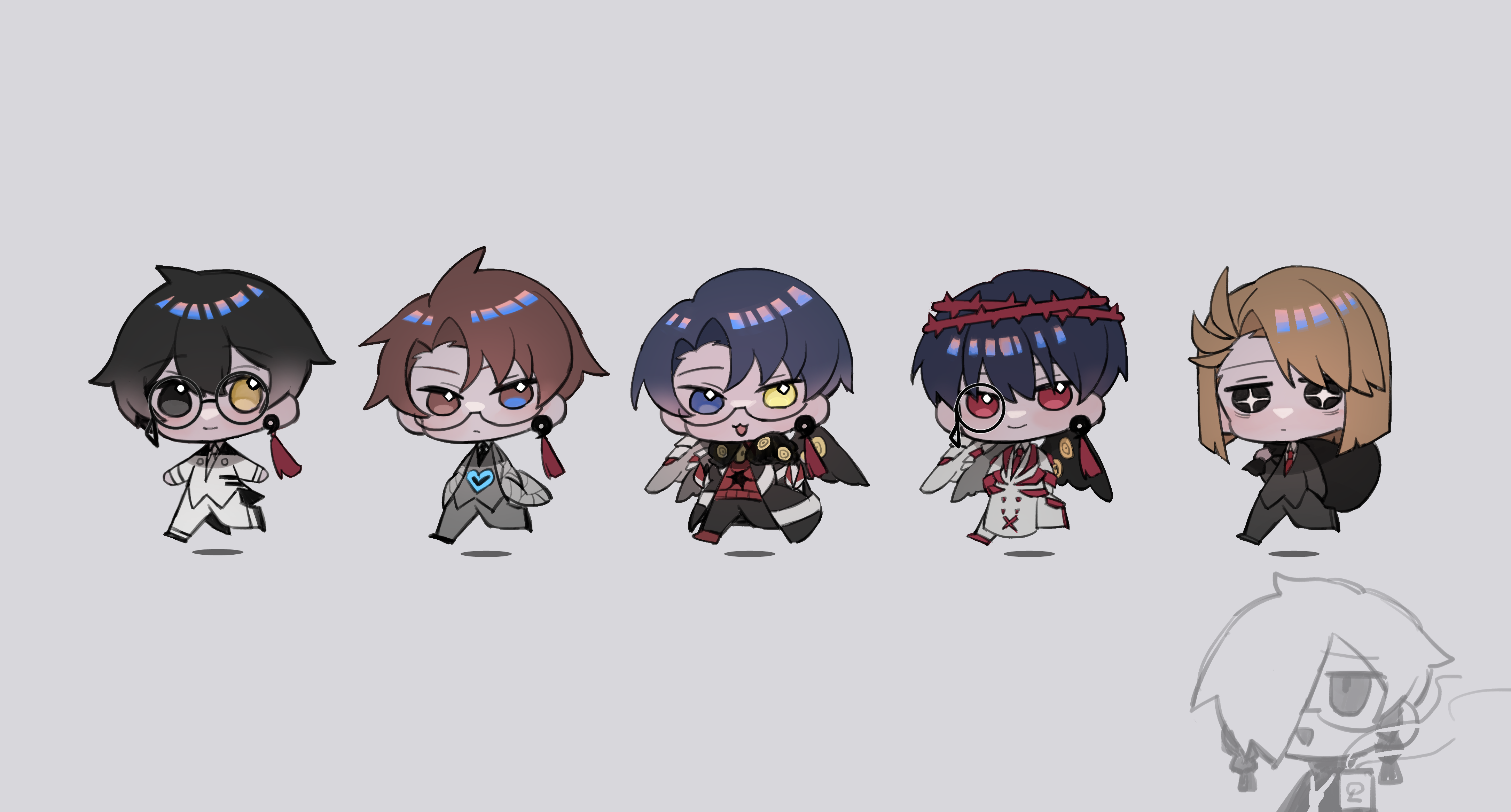 Safebooru - 6+boys absurdres ahoge black eyes black jacket black pants ...