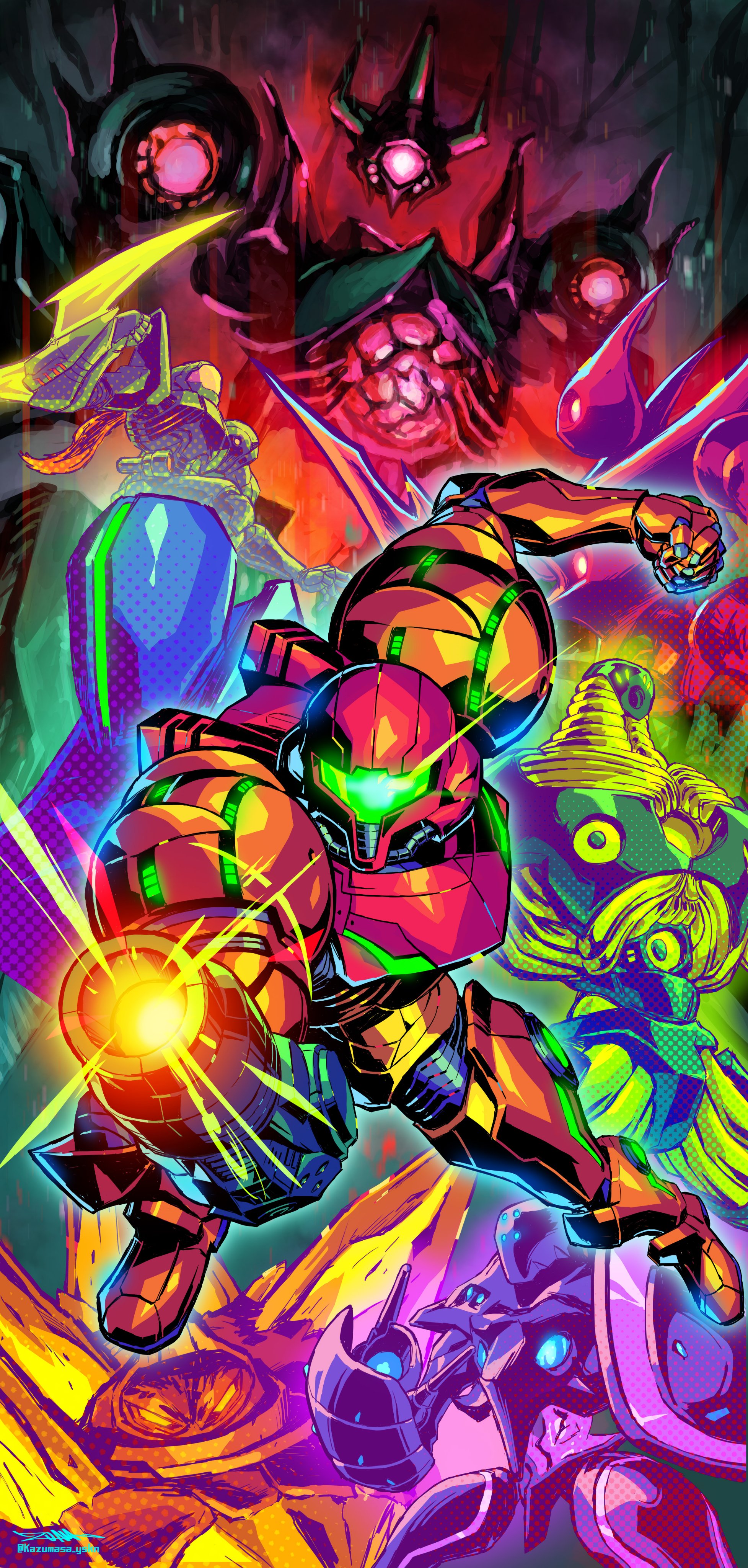 Safebooru - absurdres arm cannon armor assault visor glowing green ...