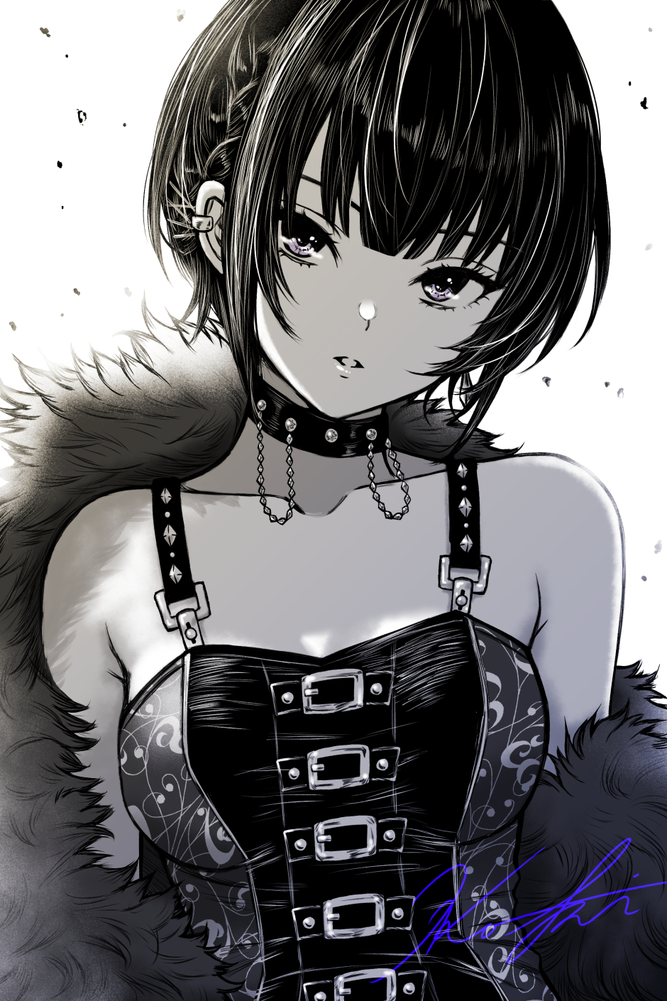 Safebooru 1girl Armpit Crease Bare Shoulders Black Choker Black Hair 4860