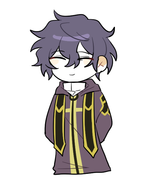 Safebooru - 1boy arms behind back blue hair chibi chibi only closed ...