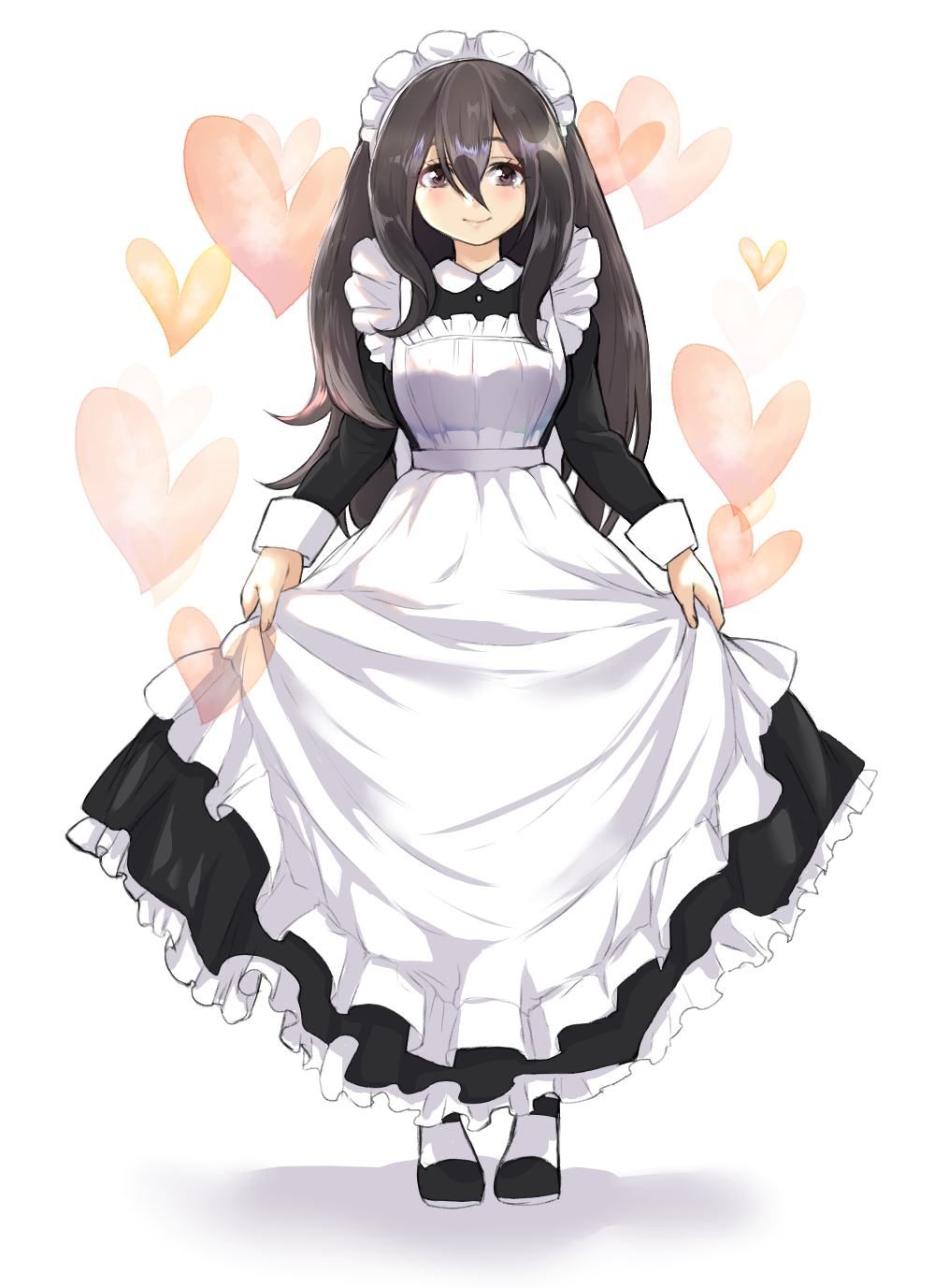 Safebooru - 1girl apron black dress black footwear black hair brown eyes dororo (tezuka) dress ...