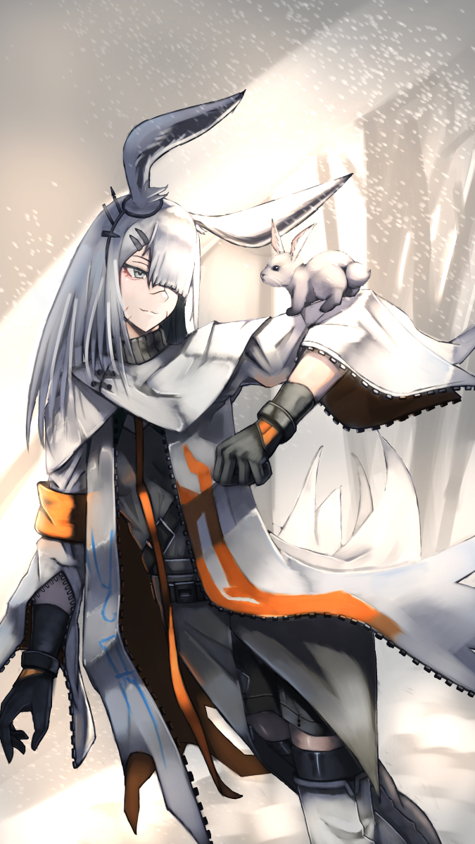 Safebooru - 1girl animal animal ears animal on arm arknights black dress black gloves black ...