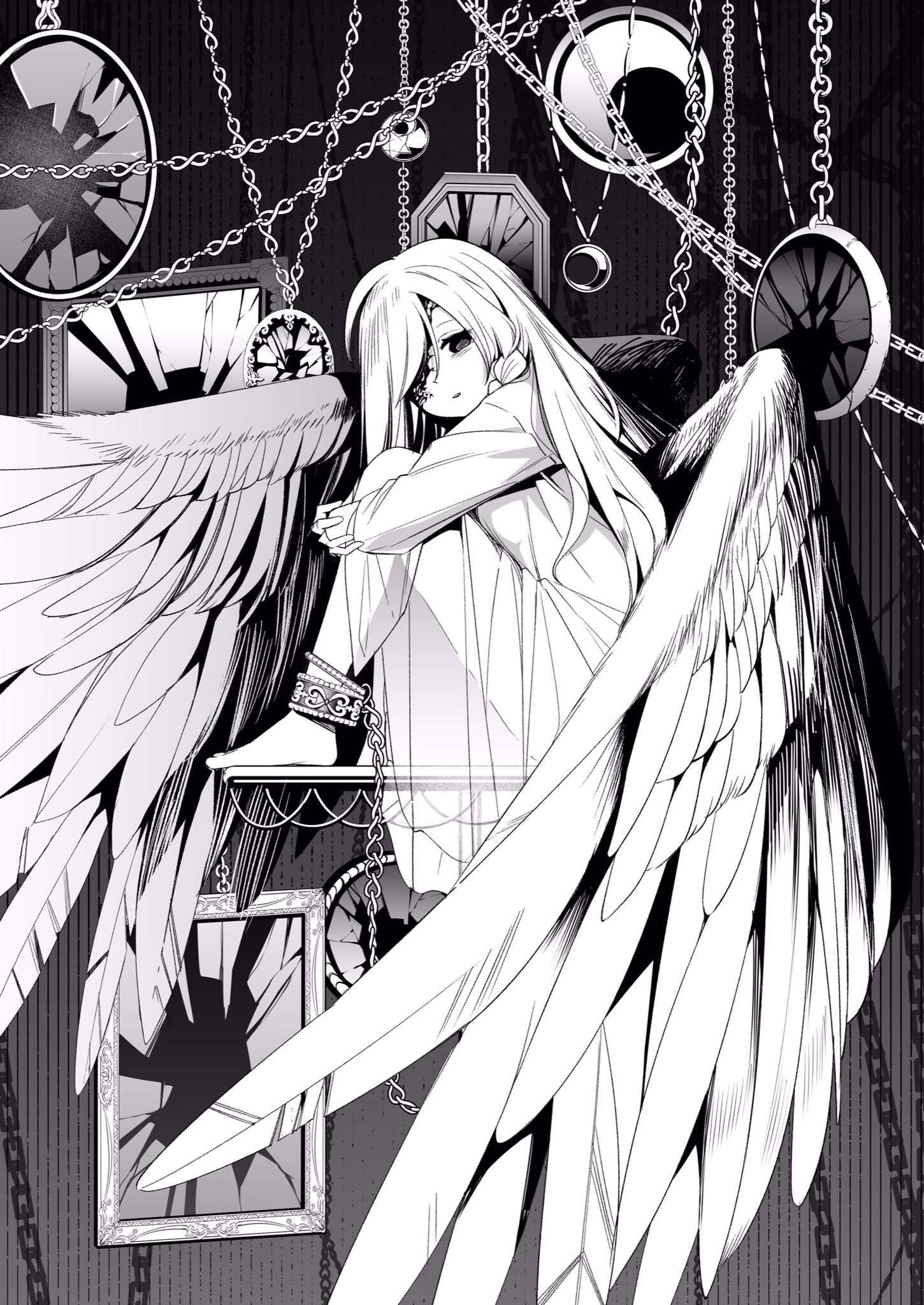 Safebooru - 1girl alternate costume angel angel wings bound bound legs ...