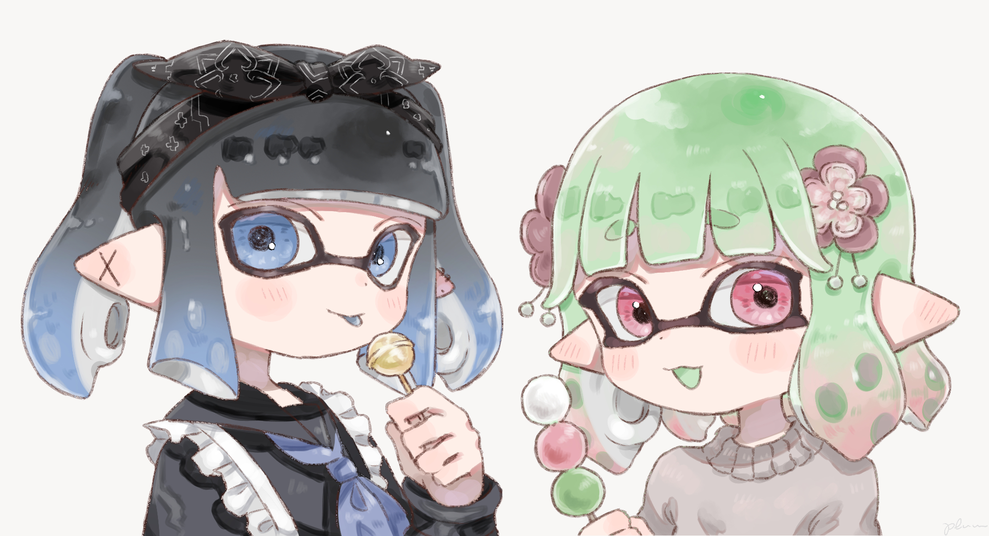 Safebooru - 2girls :d artist name bandana black bandana black hair blue ...