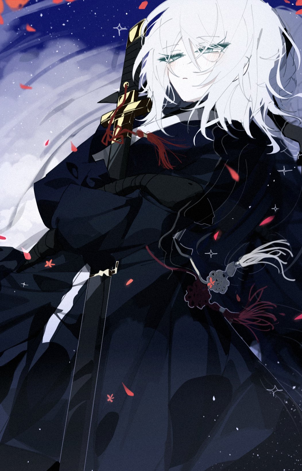 Safebooru - 1girl arm wrap black coat black gloves blade lineage ...