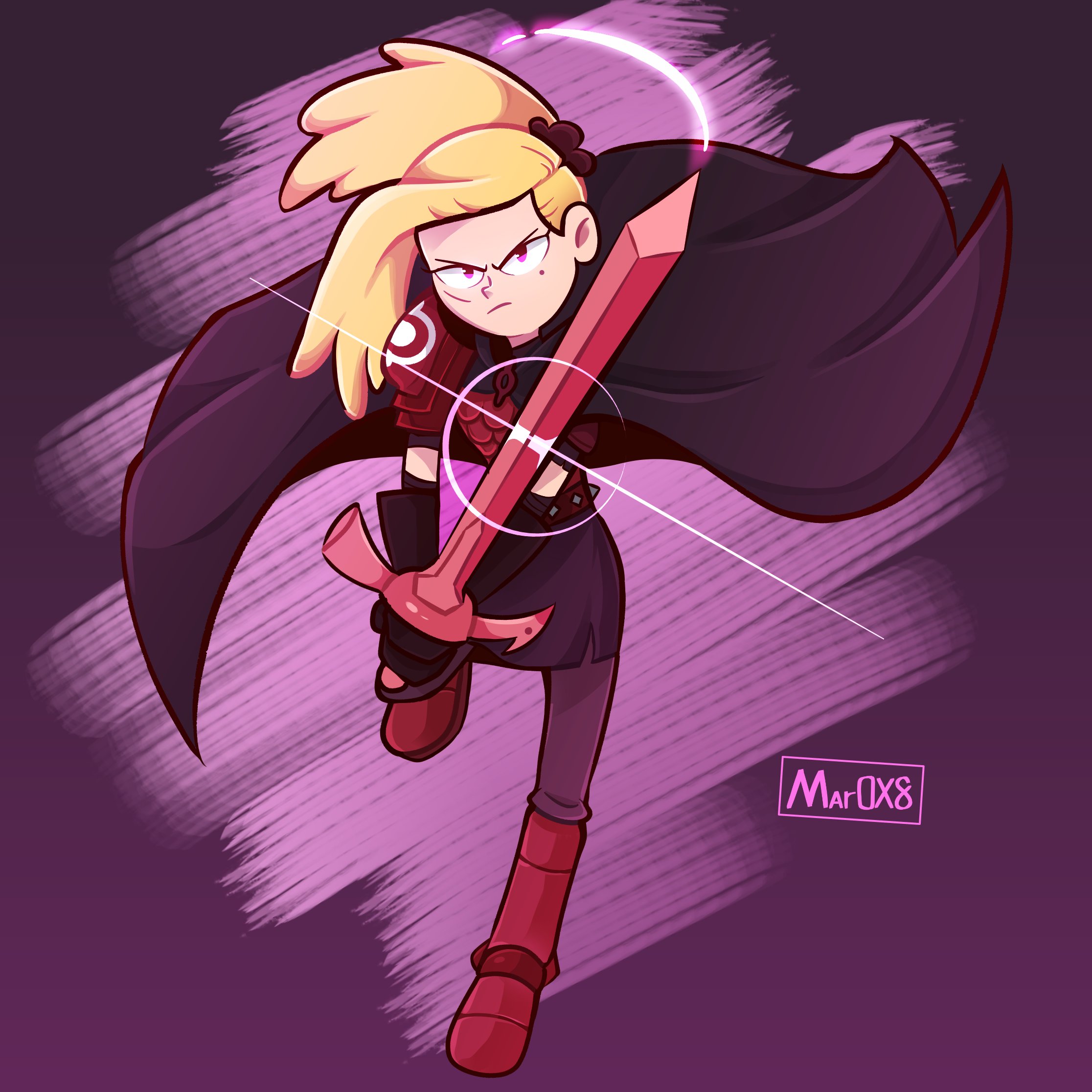 Safebooru - 1girl amphibia armor armored boots artist name black cape ...