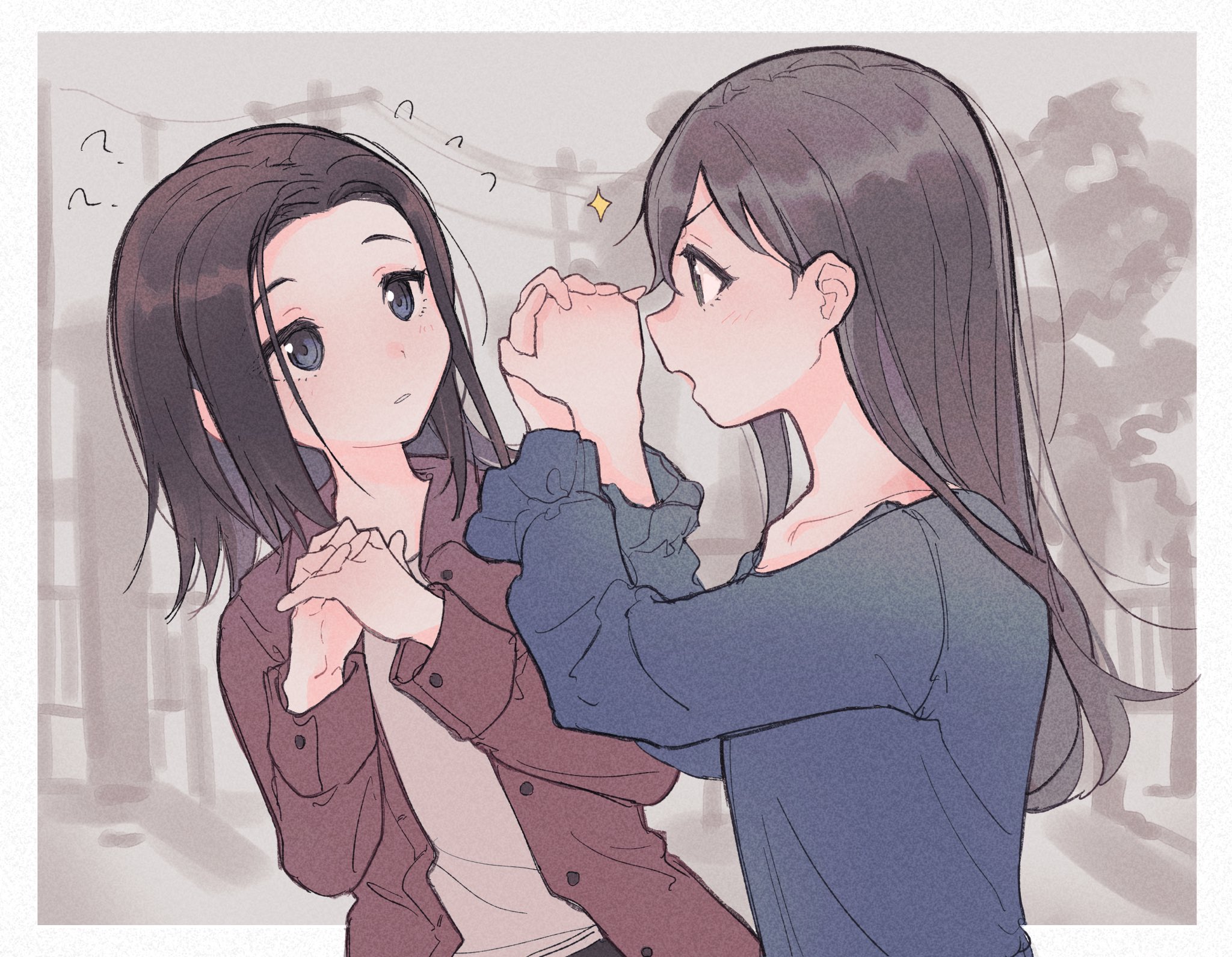 Safebooru - ? ?? bad id bad twitter id bang dream! black hair blue eyes blue shirt border ...