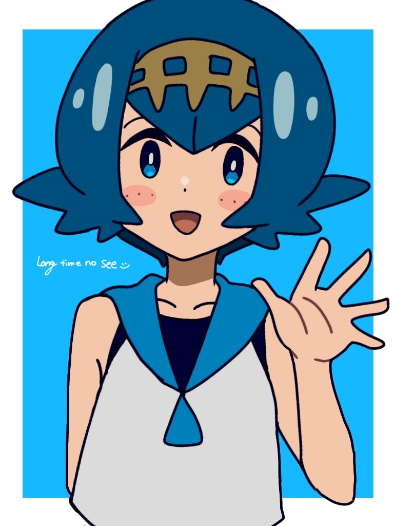 Safebooru - 1girl :d blue background blue eyes blue hair blue sailor collar blush stickers ...