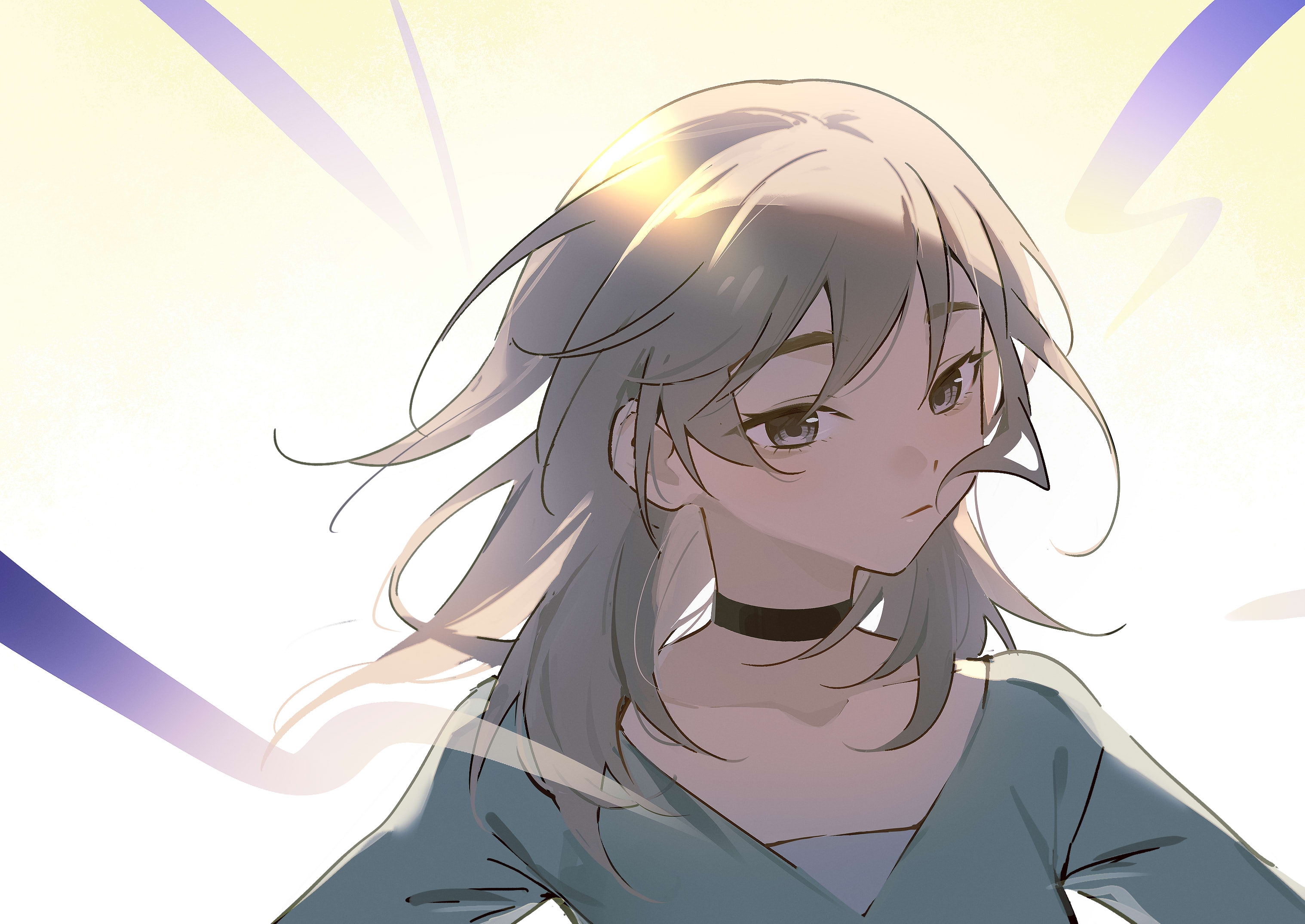 Safebooru - 1girl black choker choker closed mouth collarbone commentary floating hair girls ...