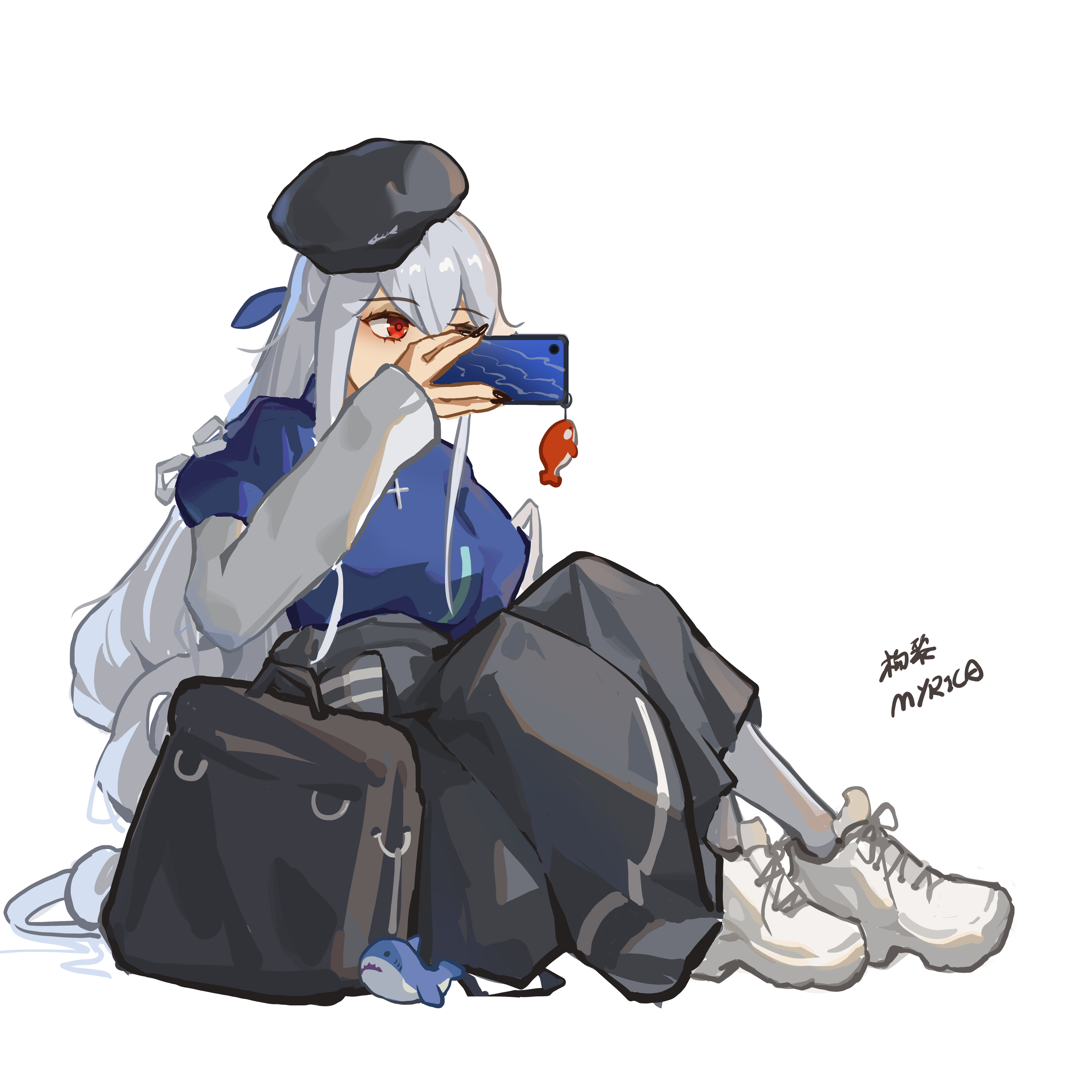 Safebooru - 1girl absurdres alternate costume arknights black bag black dress black hat black ...