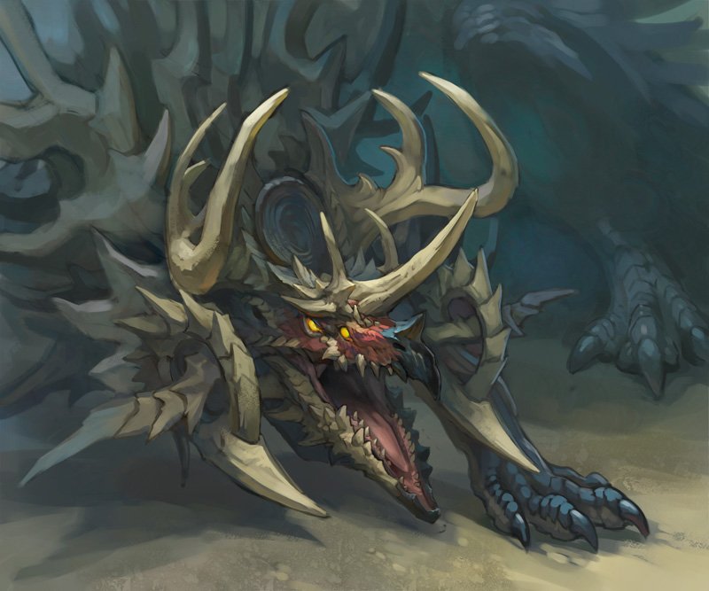 Safebooru - animal focus antlers claws curled horns dragon extra eyes ...