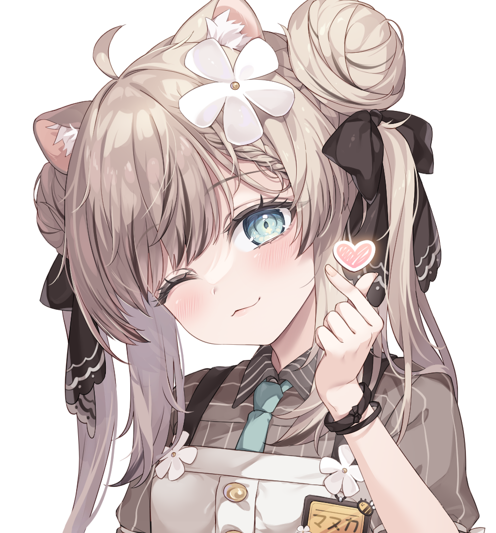 Safebooru - 1girl ahoge animal ear fluff animal ears black bracelet black ribbon blue eyes blue ...