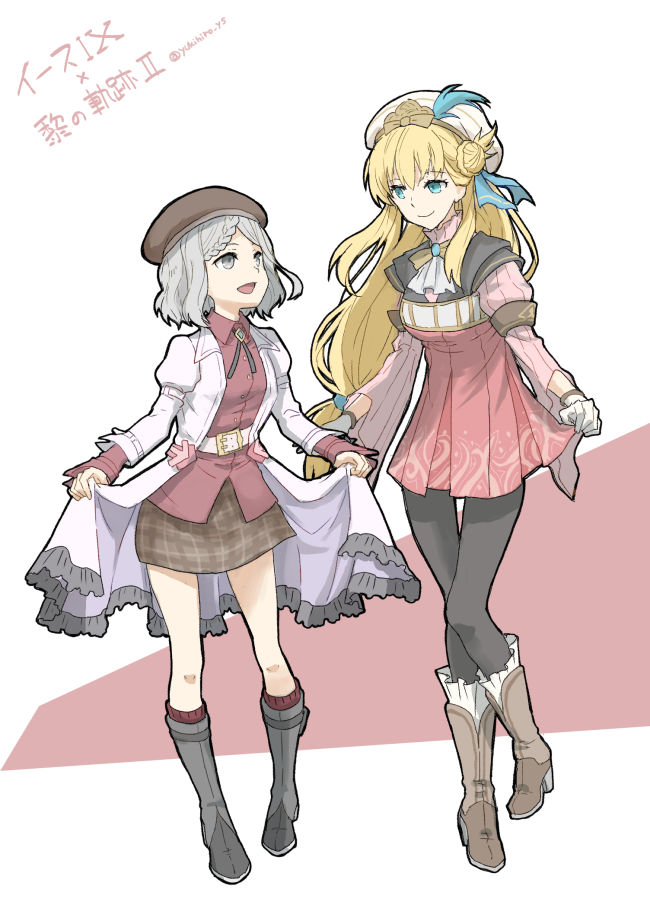 Safebooru - 2girls :d agnes claudel ascot belt beret black footwear ...