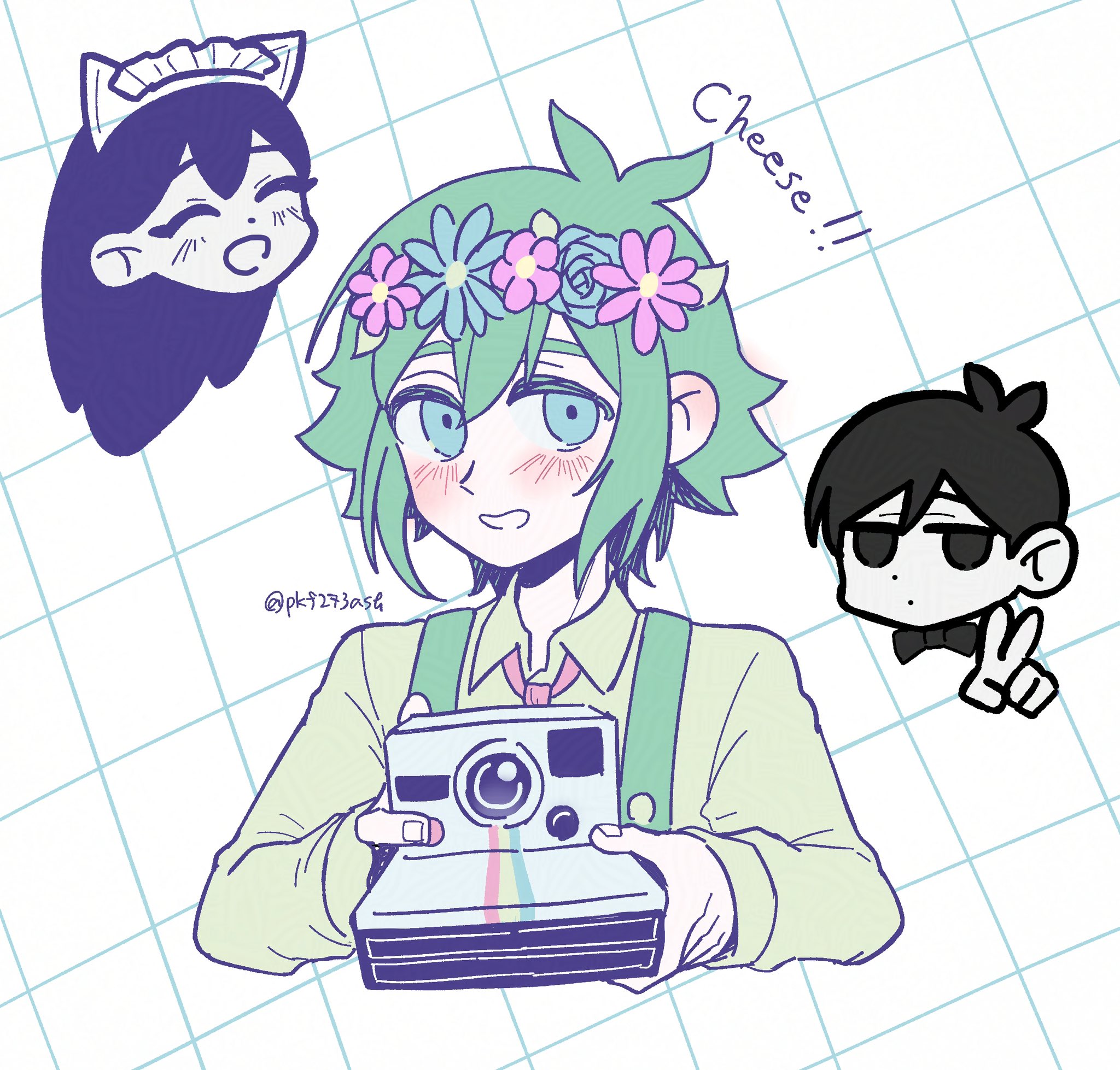 Safebooru - 1girl 2boys apron artist name basil (headspace) (omori ...