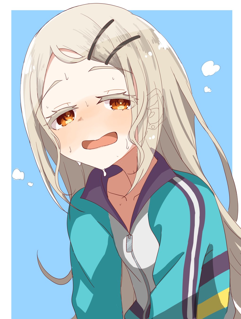 Safebooru - 1girl akarei (red spooky) blush collarbone earrings exhausted gakuen idolmaster ...