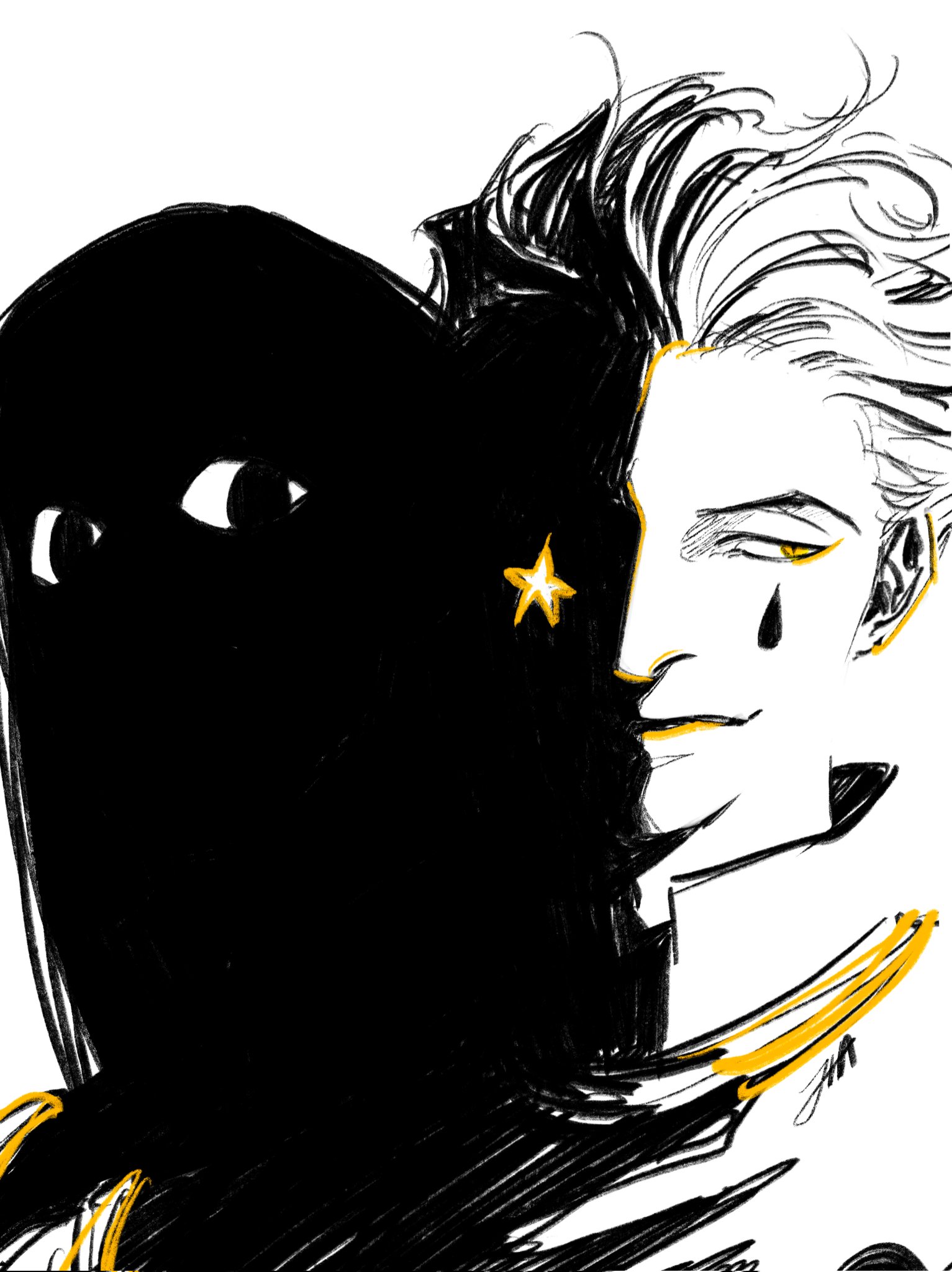 Safebooru - 2boys close-up closed mouth facial mark hair slicked back ...