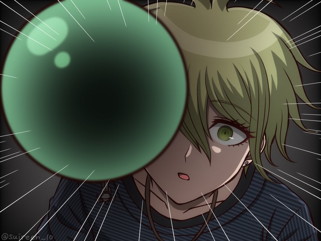 Safebooru - 1boy :o amami rantaro antenna hair artist name ball ...