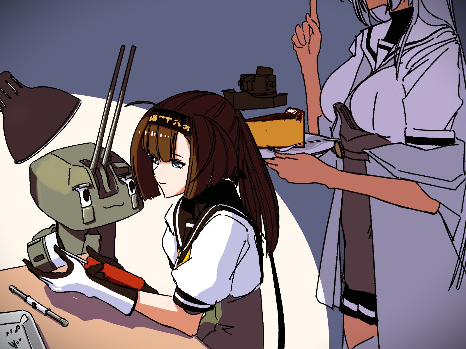 Safebooru - 2girls akizuki (kancolle) black hair black headband black sailor collar blue eyes ...