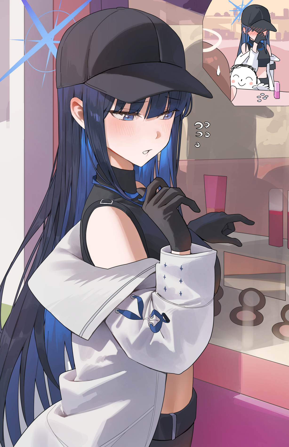 Safebooru - 1boy 2girls baseball cap black gloves black hair black hat black shirt blue archive ...