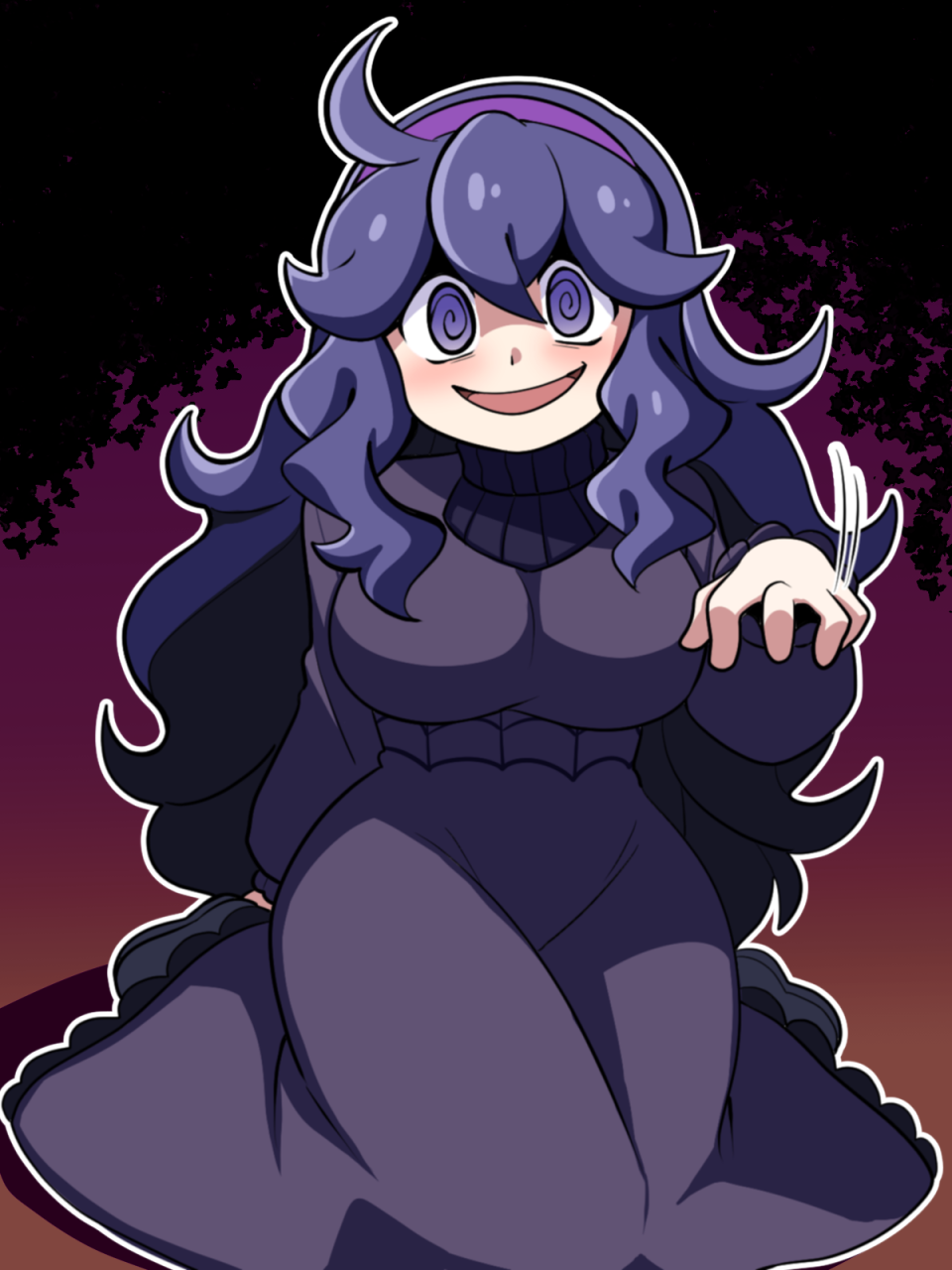 Safebooru - 1girl @ @ ahoge bags under eyes breasts claw pose dress hairband hex maniac (pokemon ...