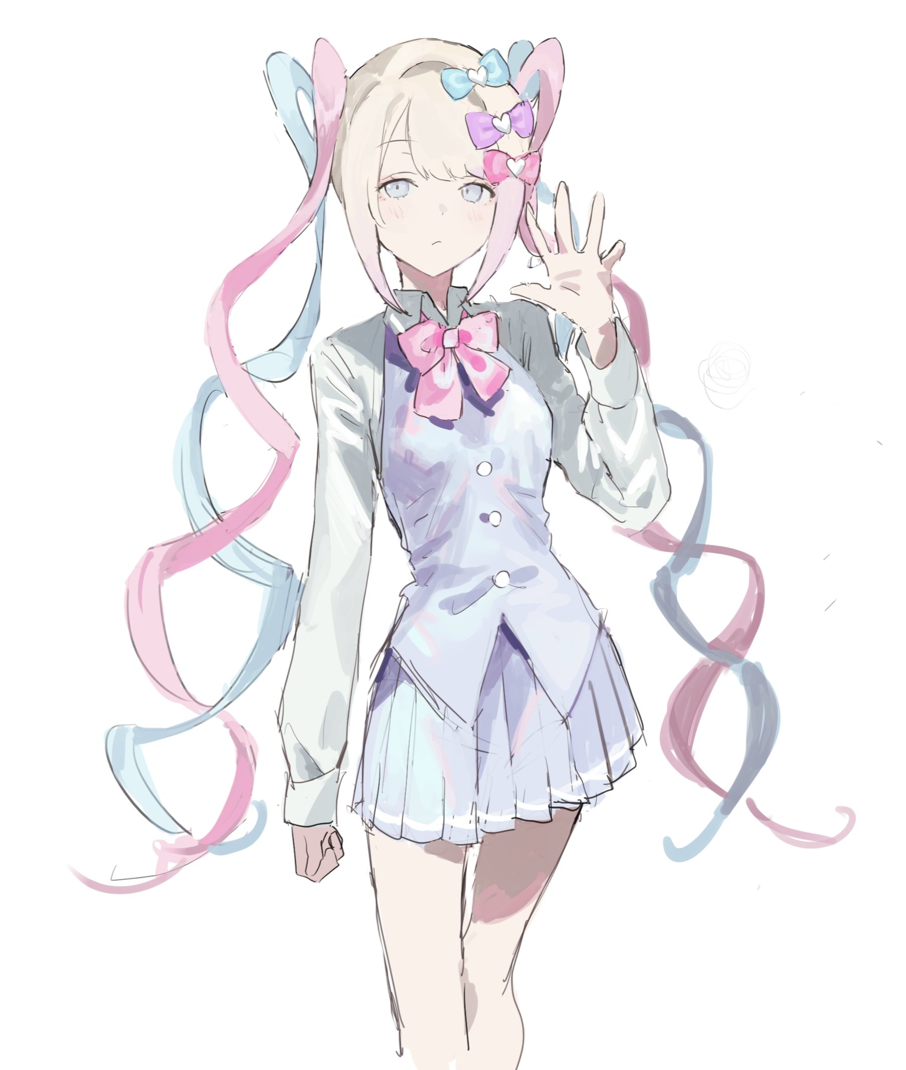 Safebooru - 1girl alternate costume blonde hair blue bow blue eyes blue hair blue jacket blue ...